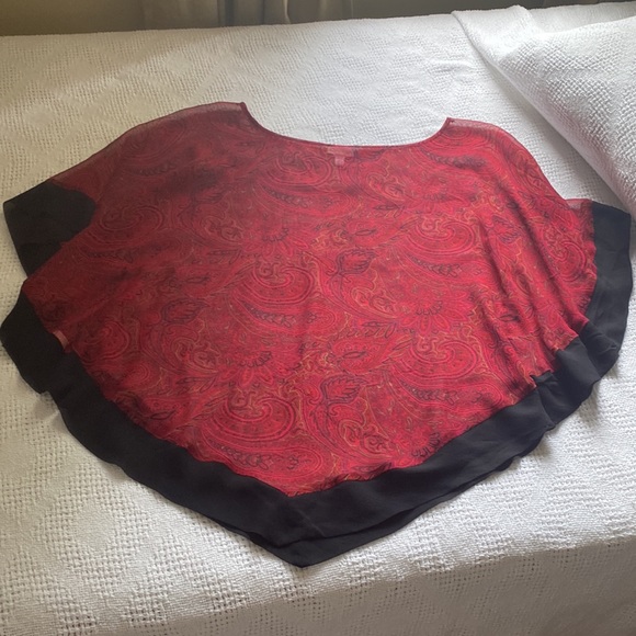 Mimi Maternity | Tops | Mimi Maternity Red Paisley Poncho With Black ...